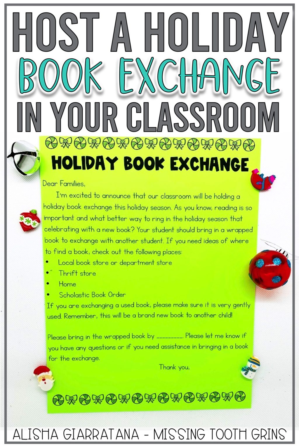 Holiday Book Exchange In An Elementary Classroom - Missing Tooth Grins