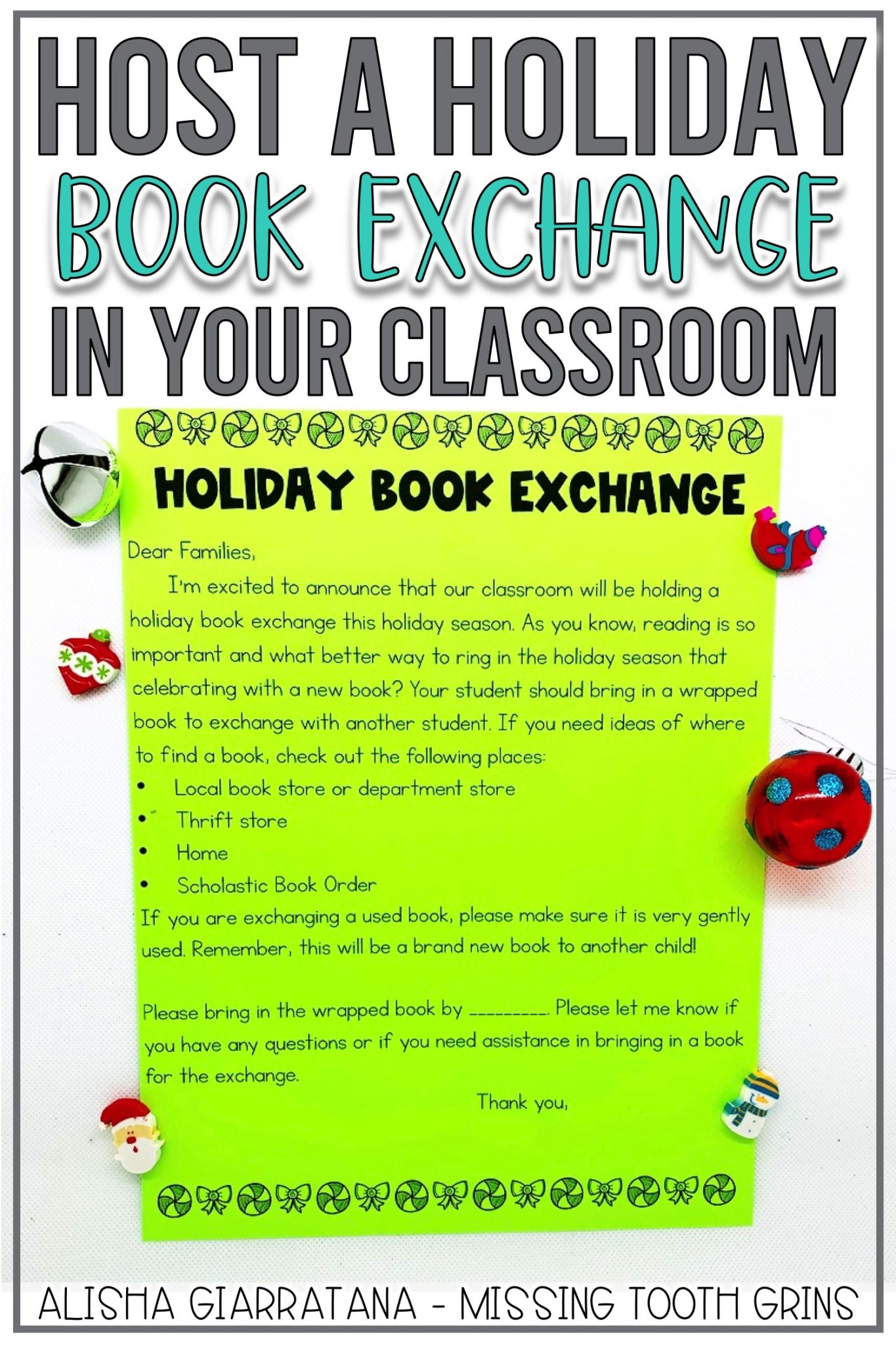 Holiday Book Exchange In An Elementary Classroom - Missing Tooth Grins