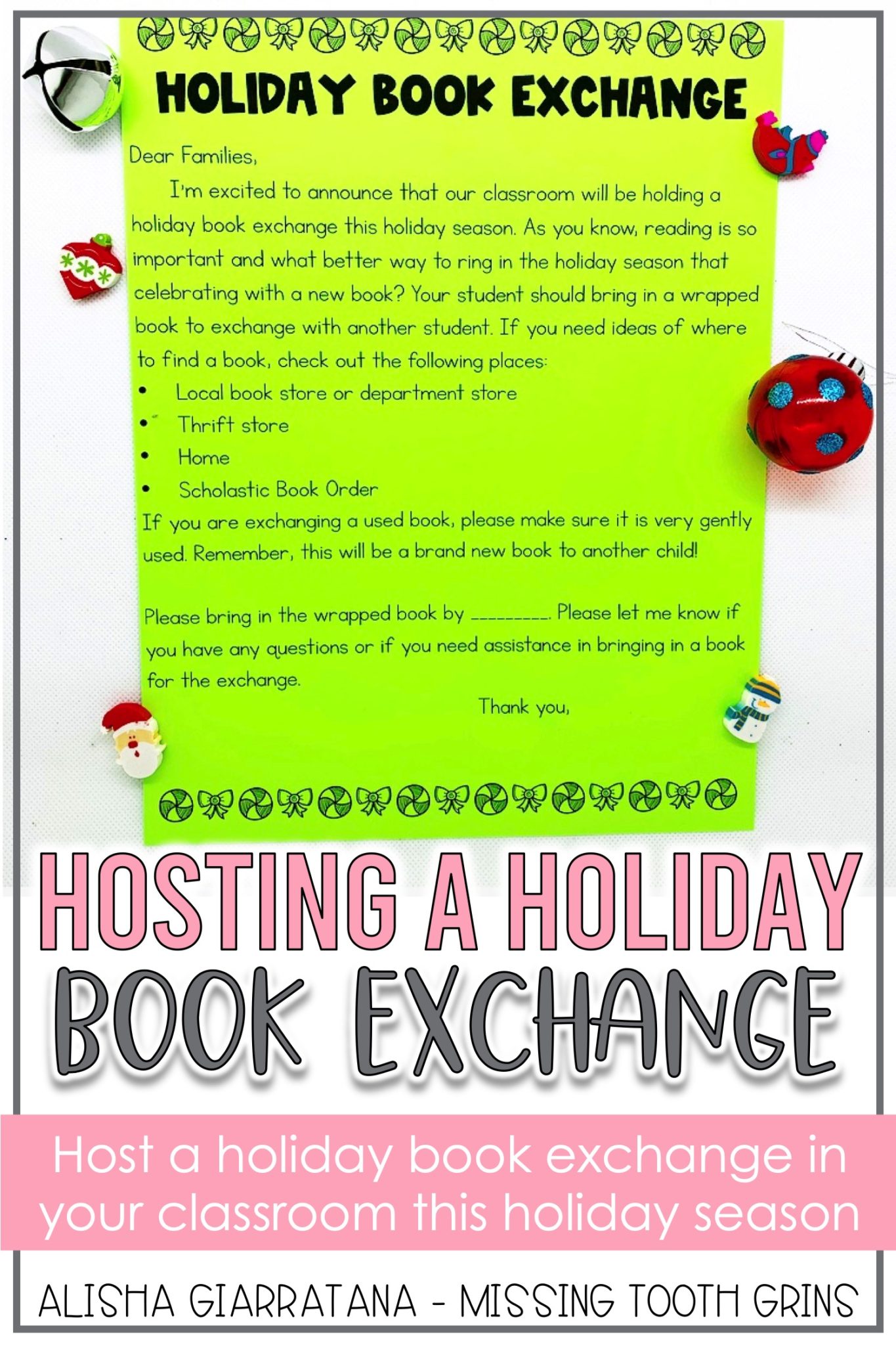 Holiday Book Exchange In An Elementary Classroom - Missing Tooth Grins
