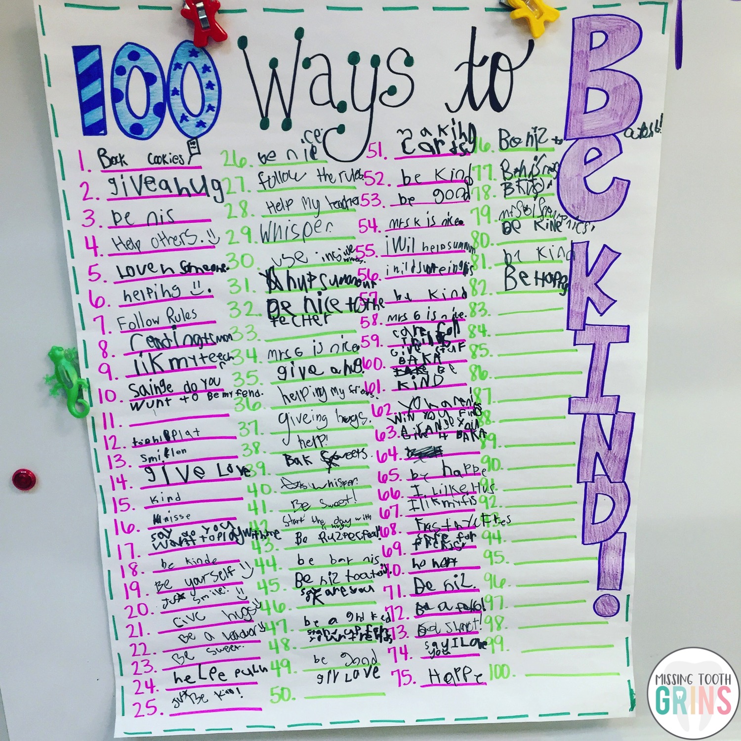 Celebrating the 100th Day Of School - Missing Tooth Grins