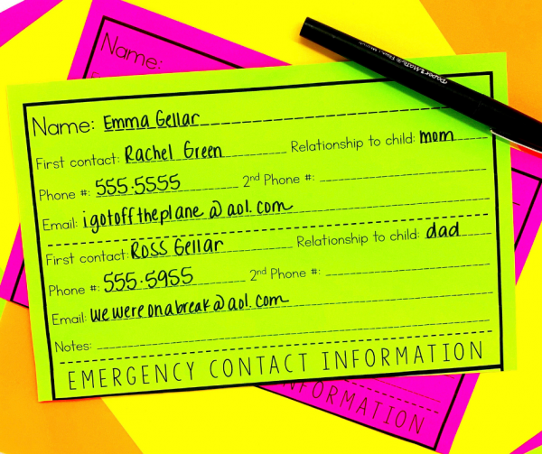 Easy To Use Elementary Emergency Contact Form - Missing Tooth Grins