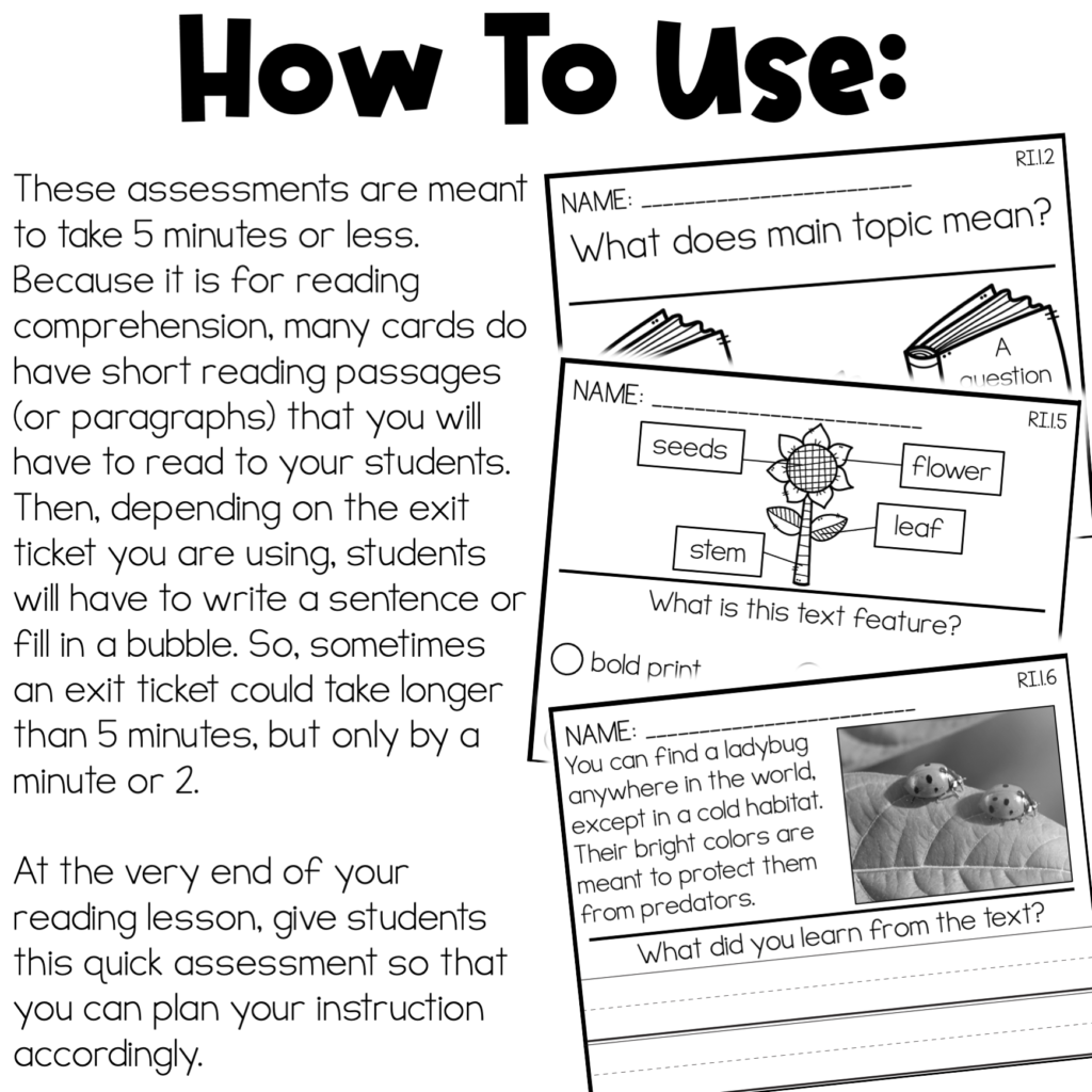 Reading Comprehension Exit Tickets 1st Grade RI Standards - Missing ...