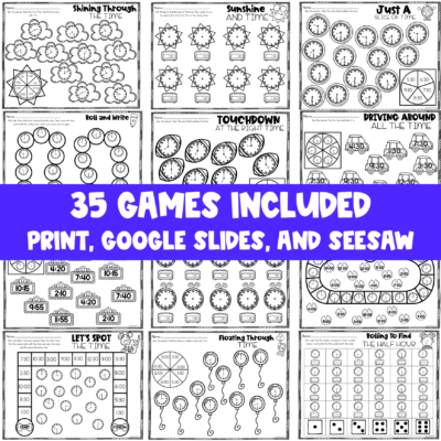 Telling Time Math Activities Bundle - Missing Tooth Grins