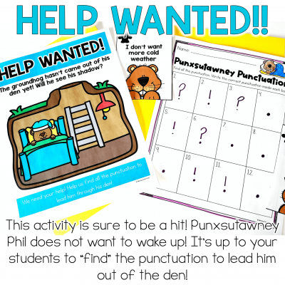 Groundhog Day Punctuation Activities for February | Write The Room and ...