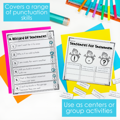 Winter Punctuation Practice Activities & Centers Write The Room Task ...