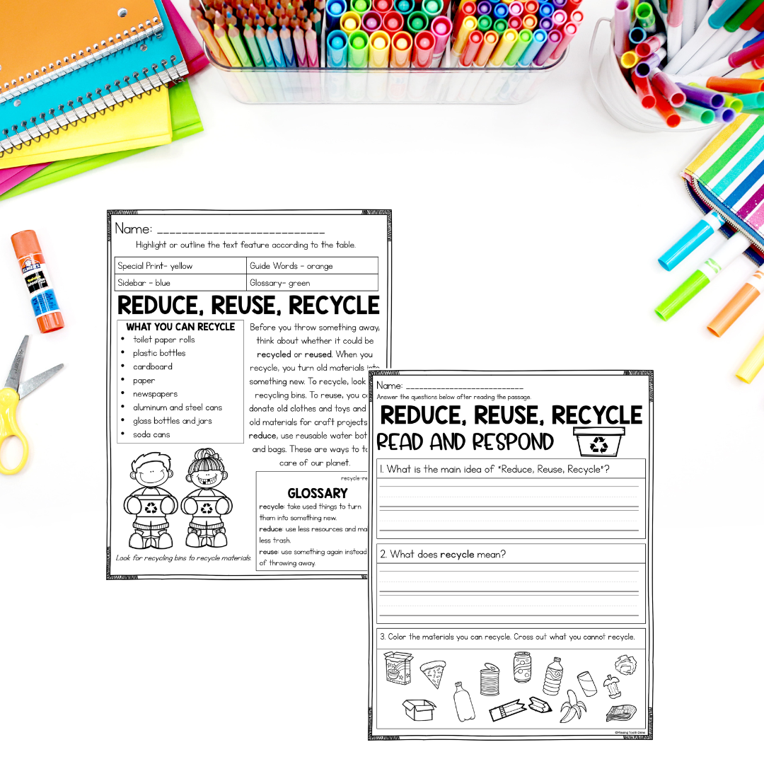 Free Earth Day Reading Comprehension Worksheets - Missing Tooth Grins